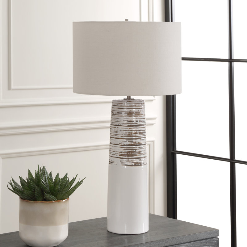 Hokku Designs Lorayne White Glaze Table Lamp | Wayfair